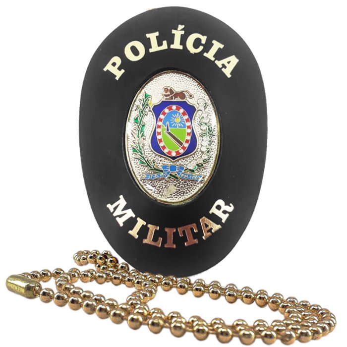 Distintivo Funcional Em Couro Com Brasão Da Polícia Militar De ...