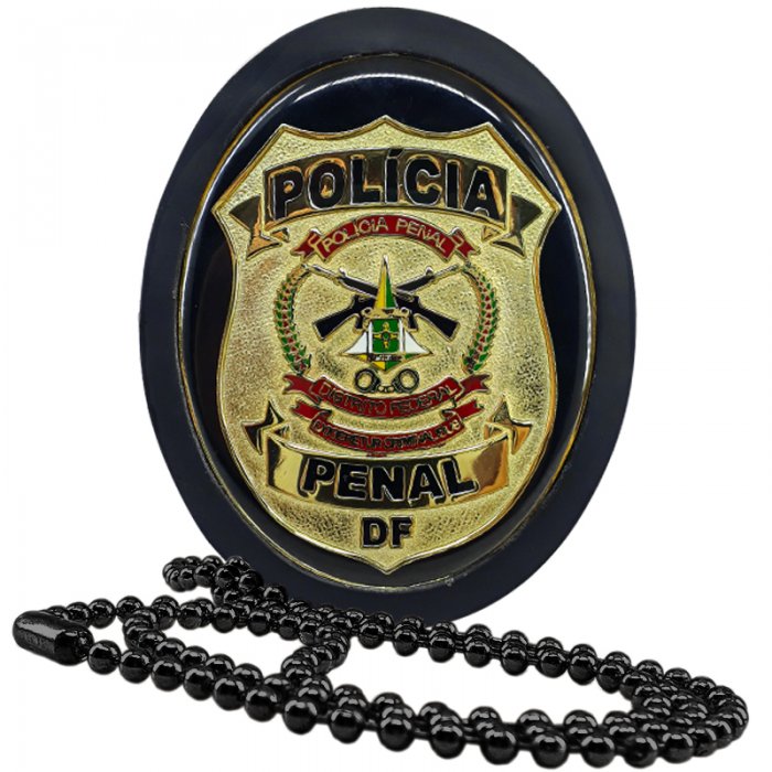 Distintivo Funcional Em Couro Com Brasão Em Metal Da Polícia Penal Do ...